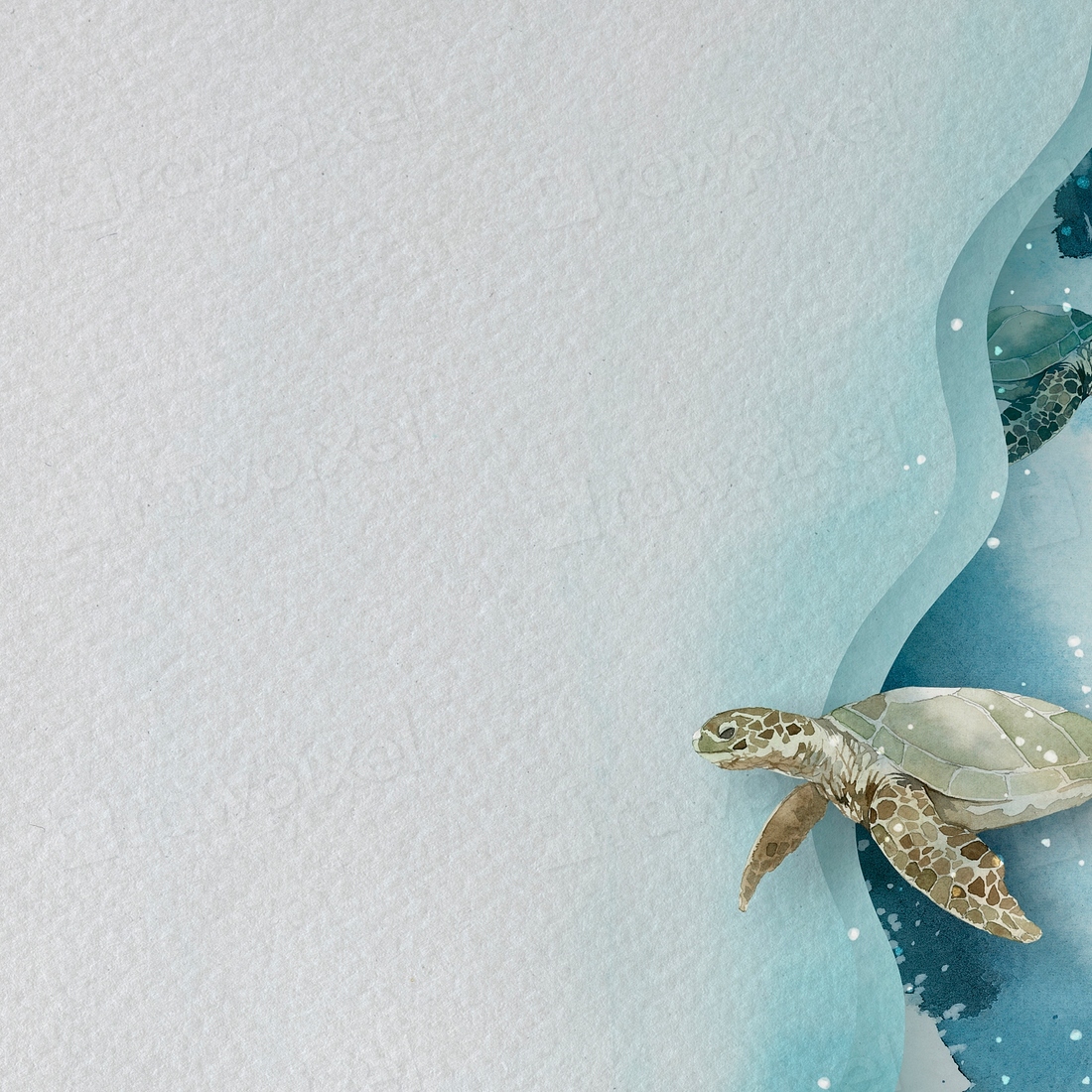 Watercolor painted sea turtle paper | Premium PSD - rawpixel