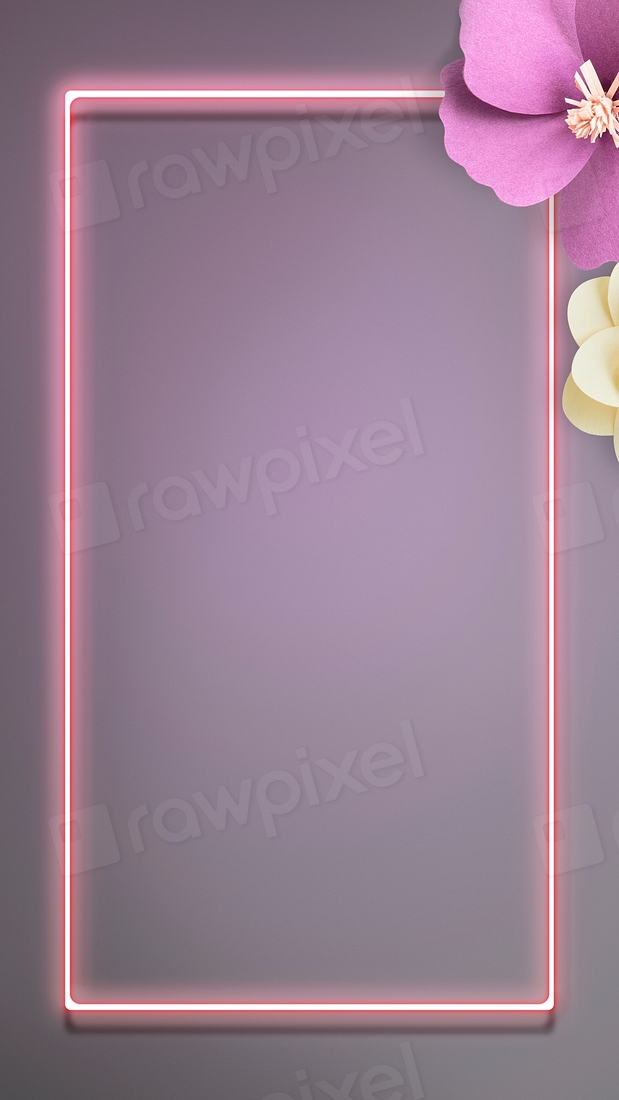 Flower decorated neon frame gray | Premium PSD - rawpixel