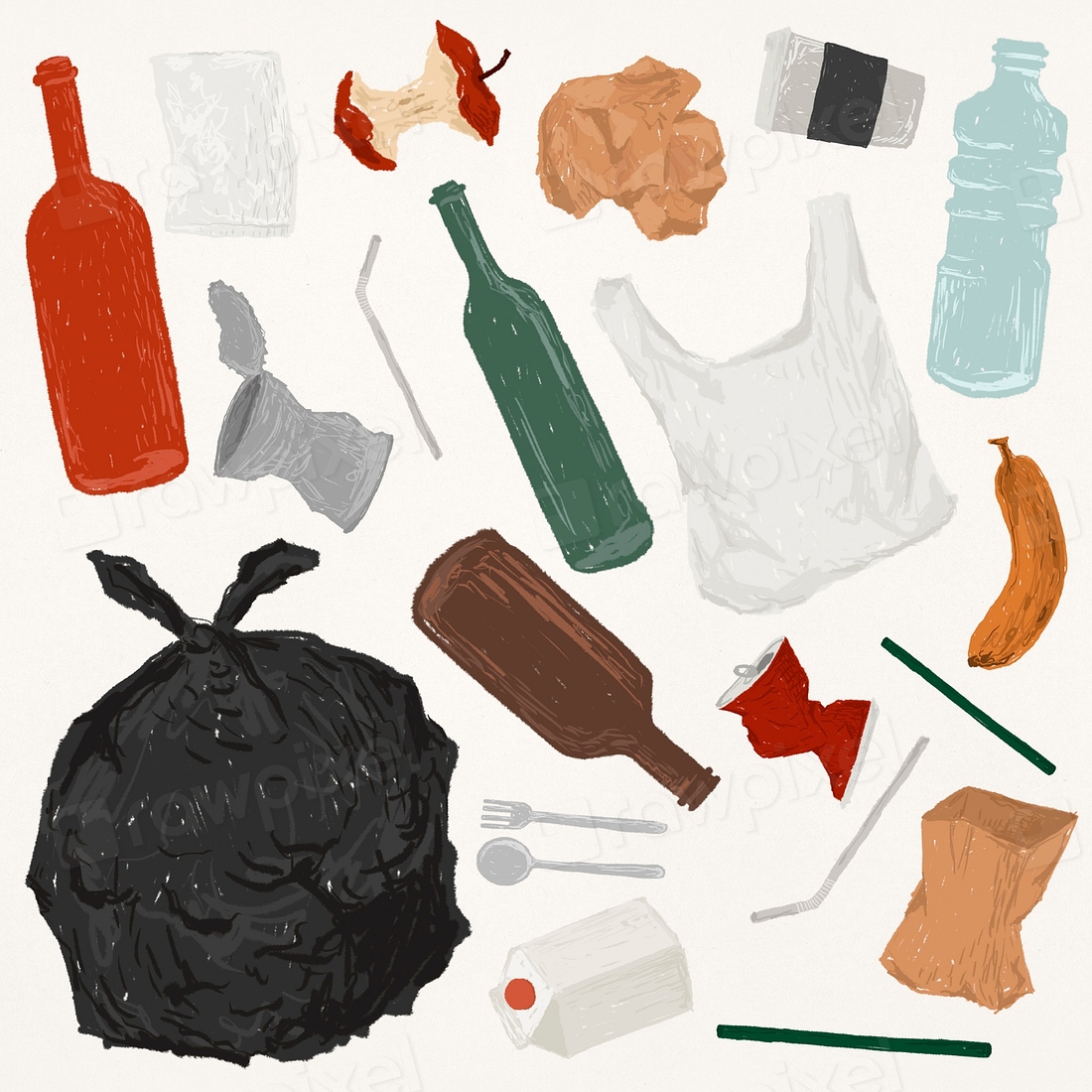 Recyclable waste sticker element set | Premium PSD - rawpixel