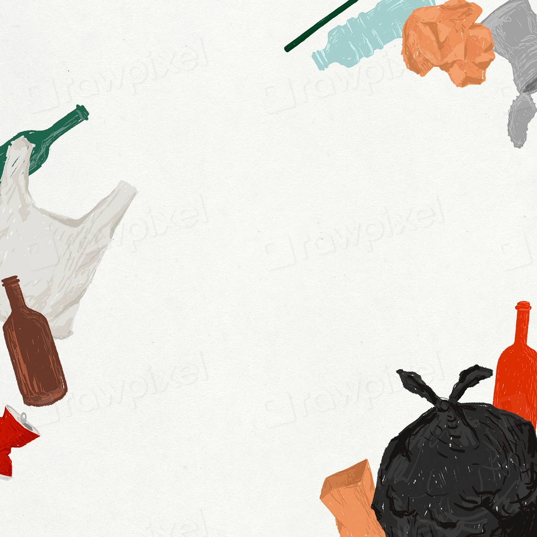 Recyclable waste beige background illustration | Premium PSD - rawpixel