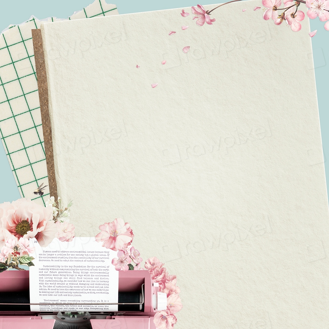 Floral feminine scrapbook collage typewriter | Premium PSD - rawpixel