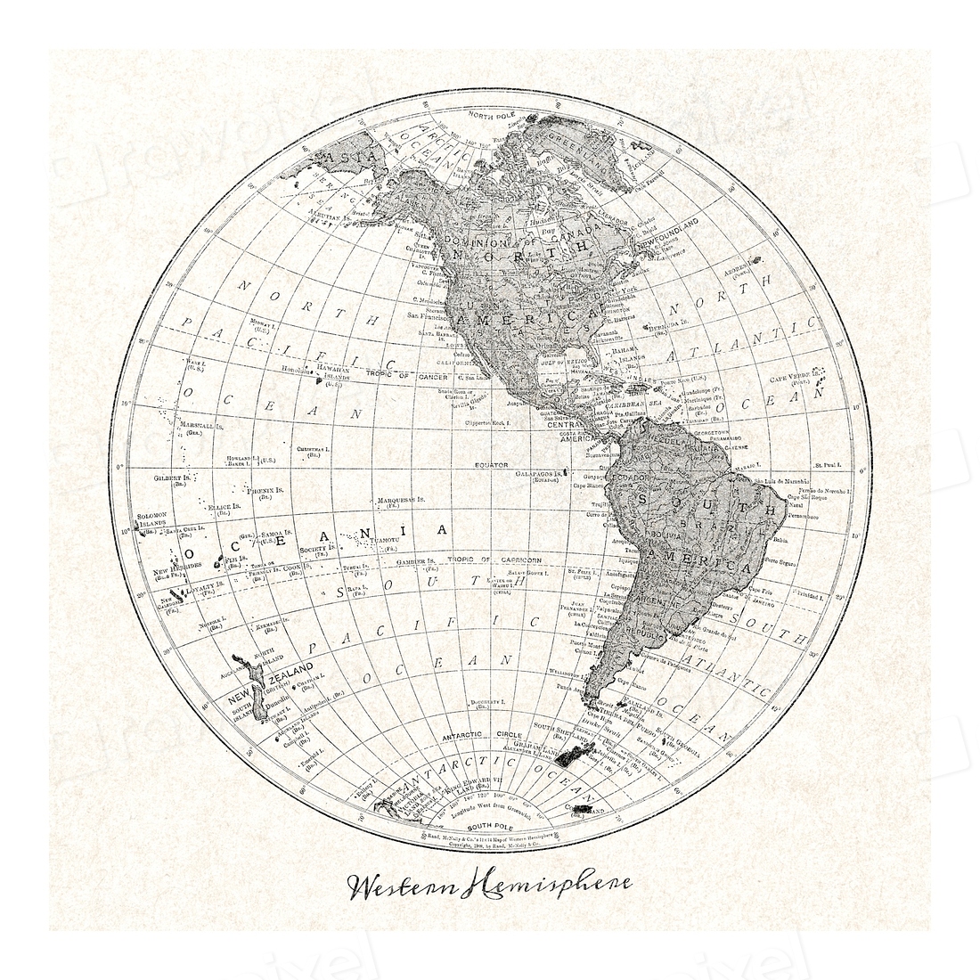 Western Hemisphere map vintage illustration | Premium Photo - rawpixel