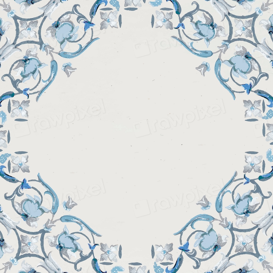 Floral square frame navy blue | Premium Vector - rawpixel