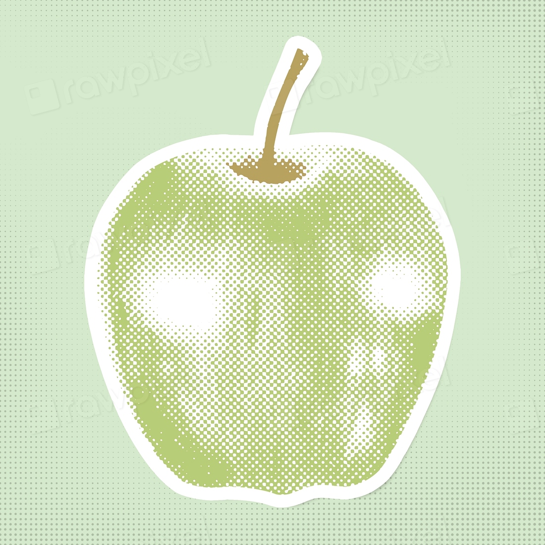 Halftone green apple sticker overlay | Premium PSD - rawpixel