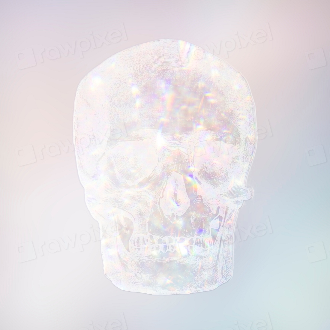 Silvery holographic skull design element | Premium PSD - rawpixel