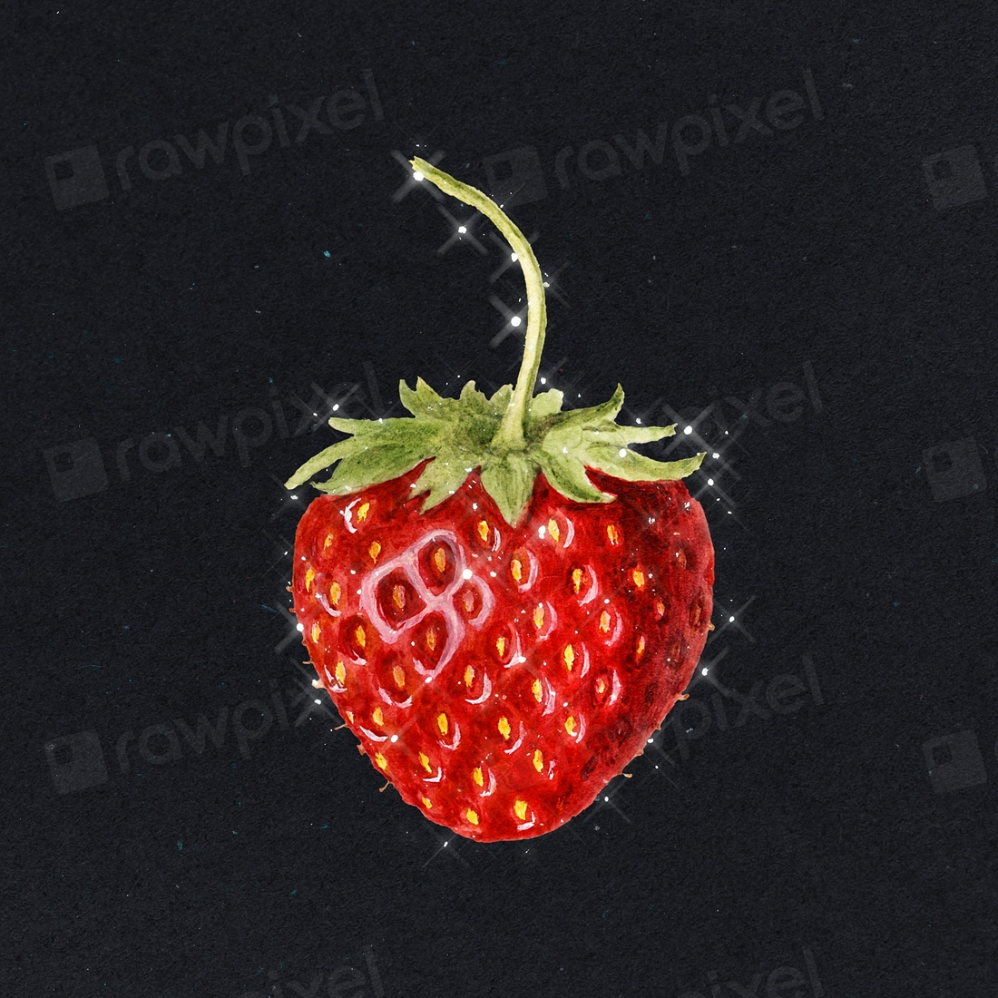 Hand drawn sparkling strawberry design | Premium PSD - rawpixel