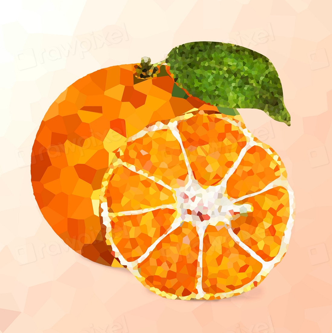 Tangerine oranges crystallized style illustration | Premium PSD - rawpixel