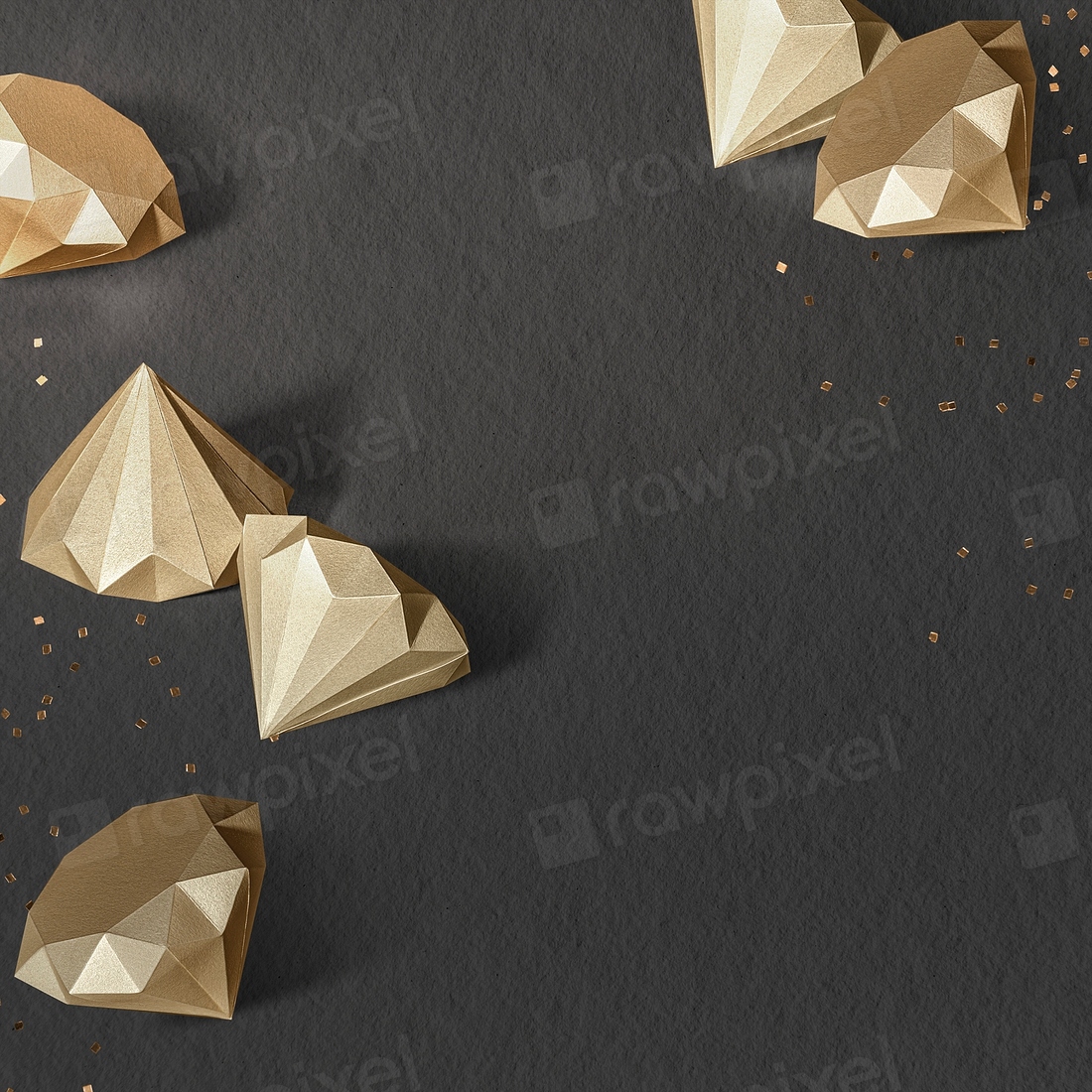 Gold paper craft textured diamond | Premium PSD - rawpixel