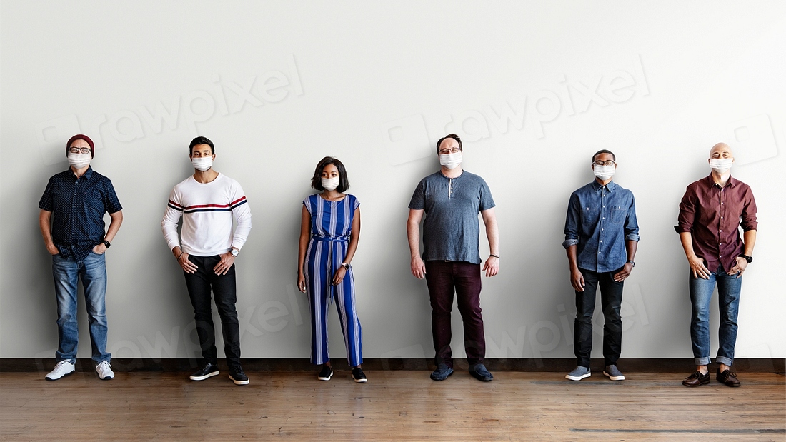 People wearing face masks and | Premium PSD - rawpixel