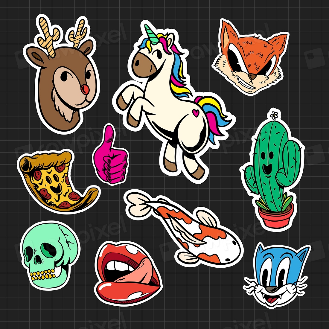 Colorful cute sticker collection vector | Premium Vector - rawpixel