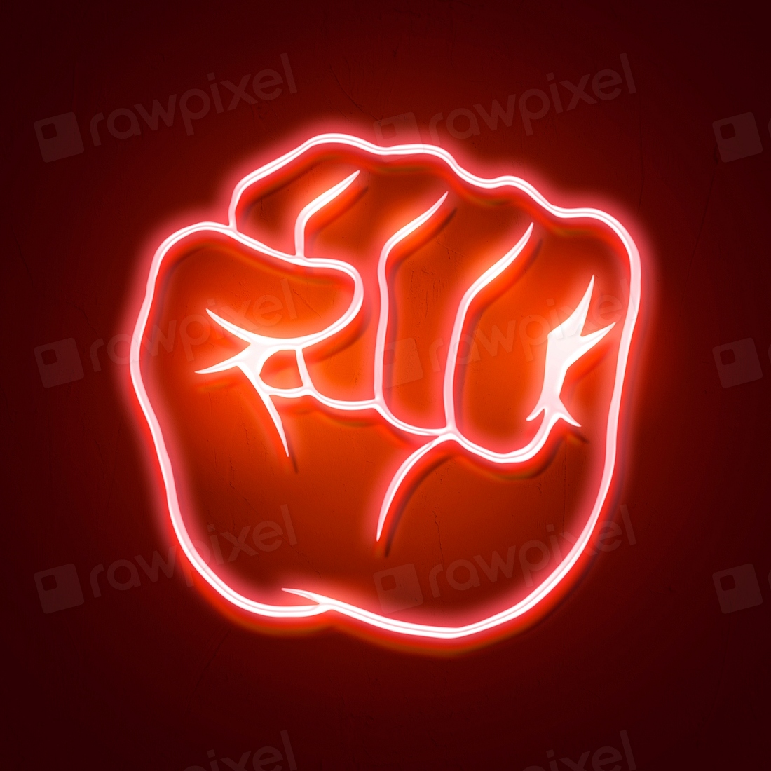 Neon red raised fist sticker | Premium PSD - rawpixel