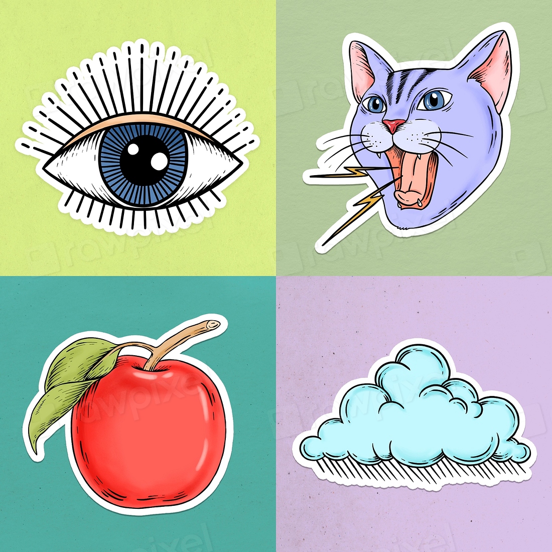 Colorful sticker overlay collection design | Premium PSD - rawpixel