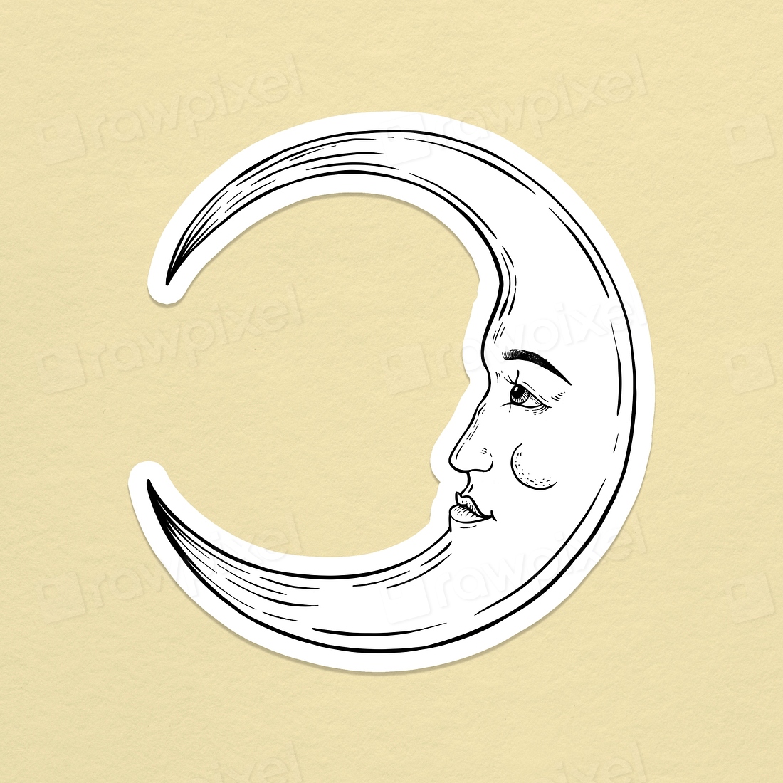 Crescent moon face outline sticker | Premium PSD - rawpixel