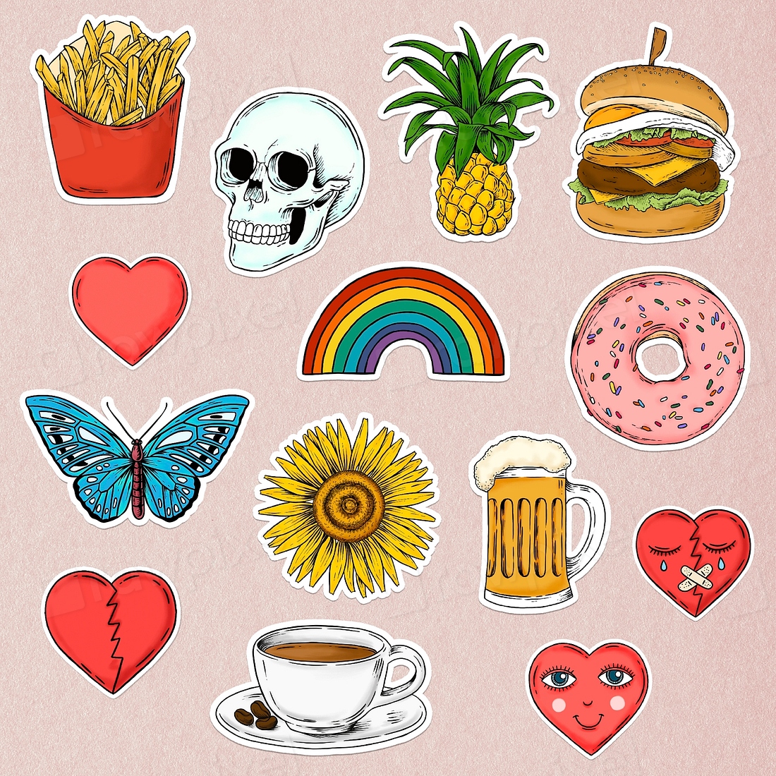 Colorful sticker set design resources | Premium PSD - rawpixel