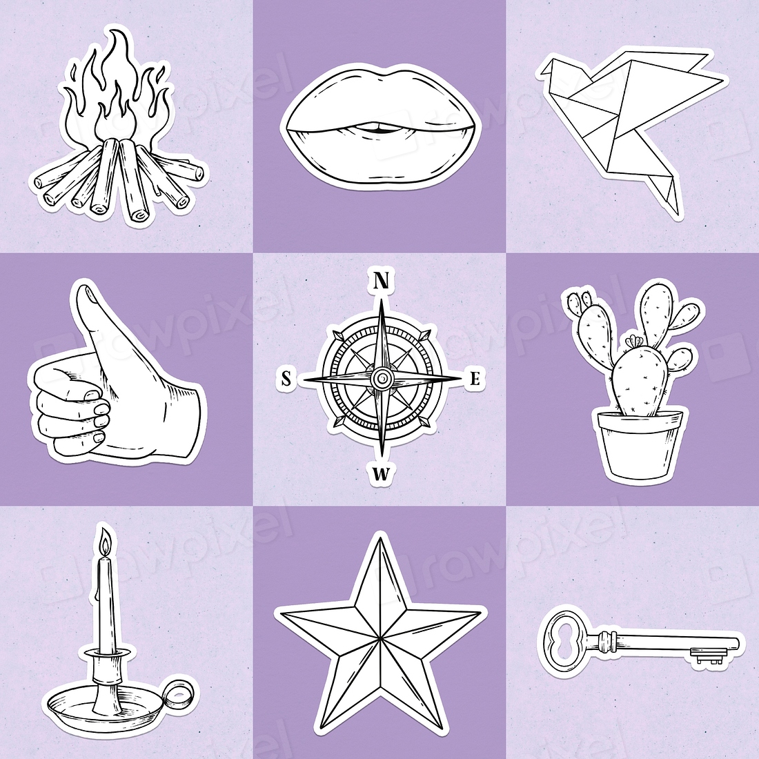 Black white journal sticker set | Premium PSD - rawpixel