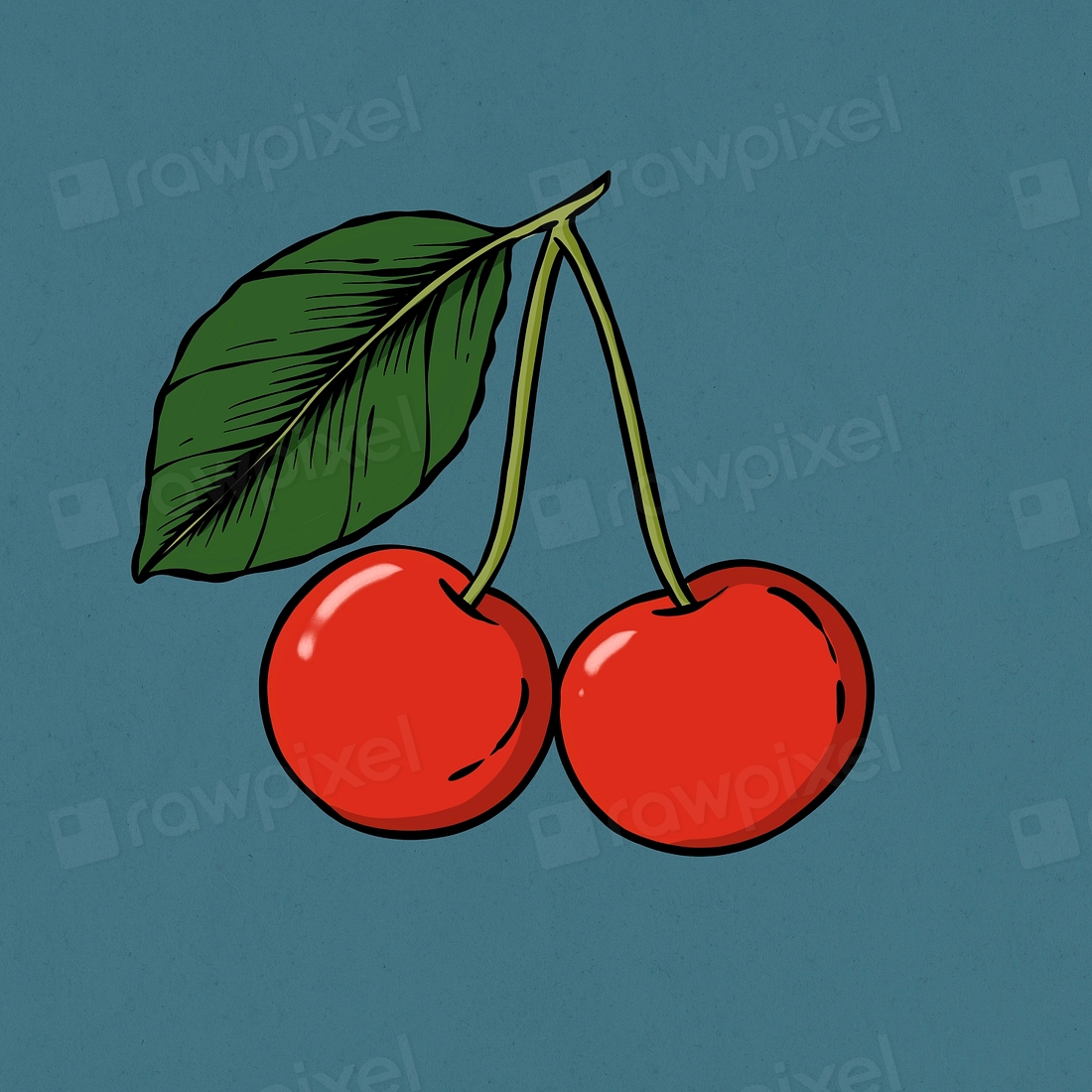 Hand drawn red cherry design | Premium PSD - rawpixel