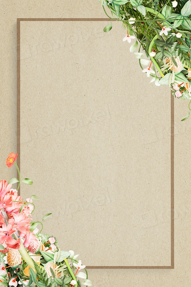 Blooming flowers decorated beige frame | Premium PSD - rawpixel