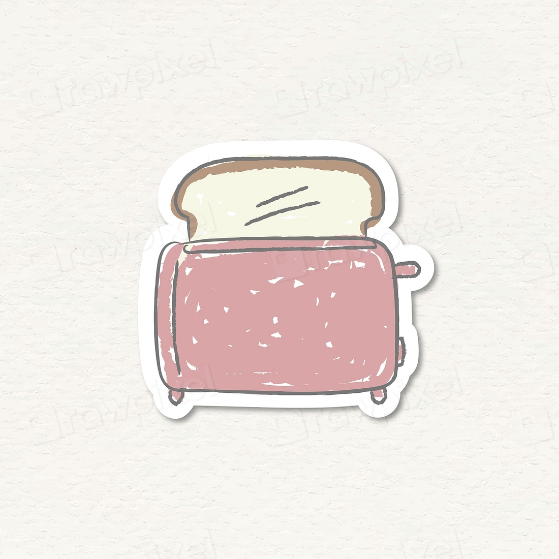 Doodle pink bread toaster sticker | Premium Vector - rawpixel