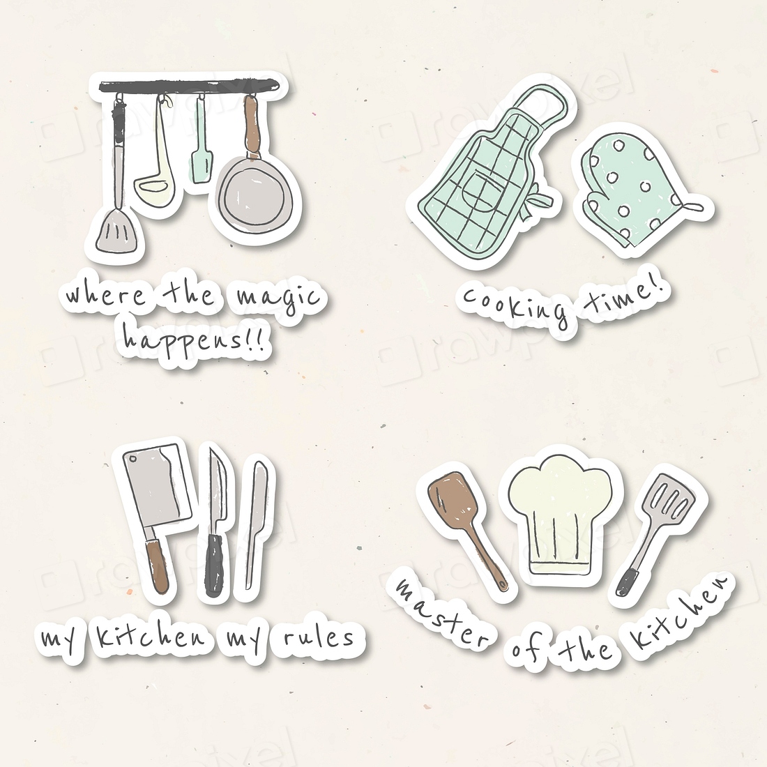 Cute kitchen utensils doodle stickers | Premium Vector - rawpixel