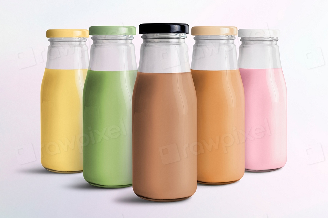 Colorful milk tea glass bottle | Premium PSD - rawpixel
