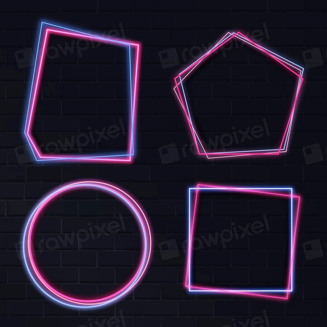 Pink geometric neon frame vector | Premium Vector - rawpixel