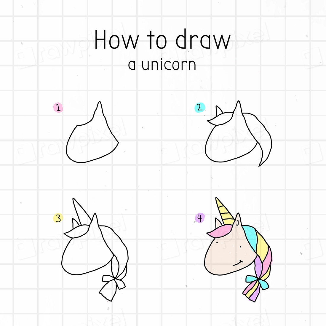 How draw unicorn doodle tutorial | Premium Vector - rawpixel