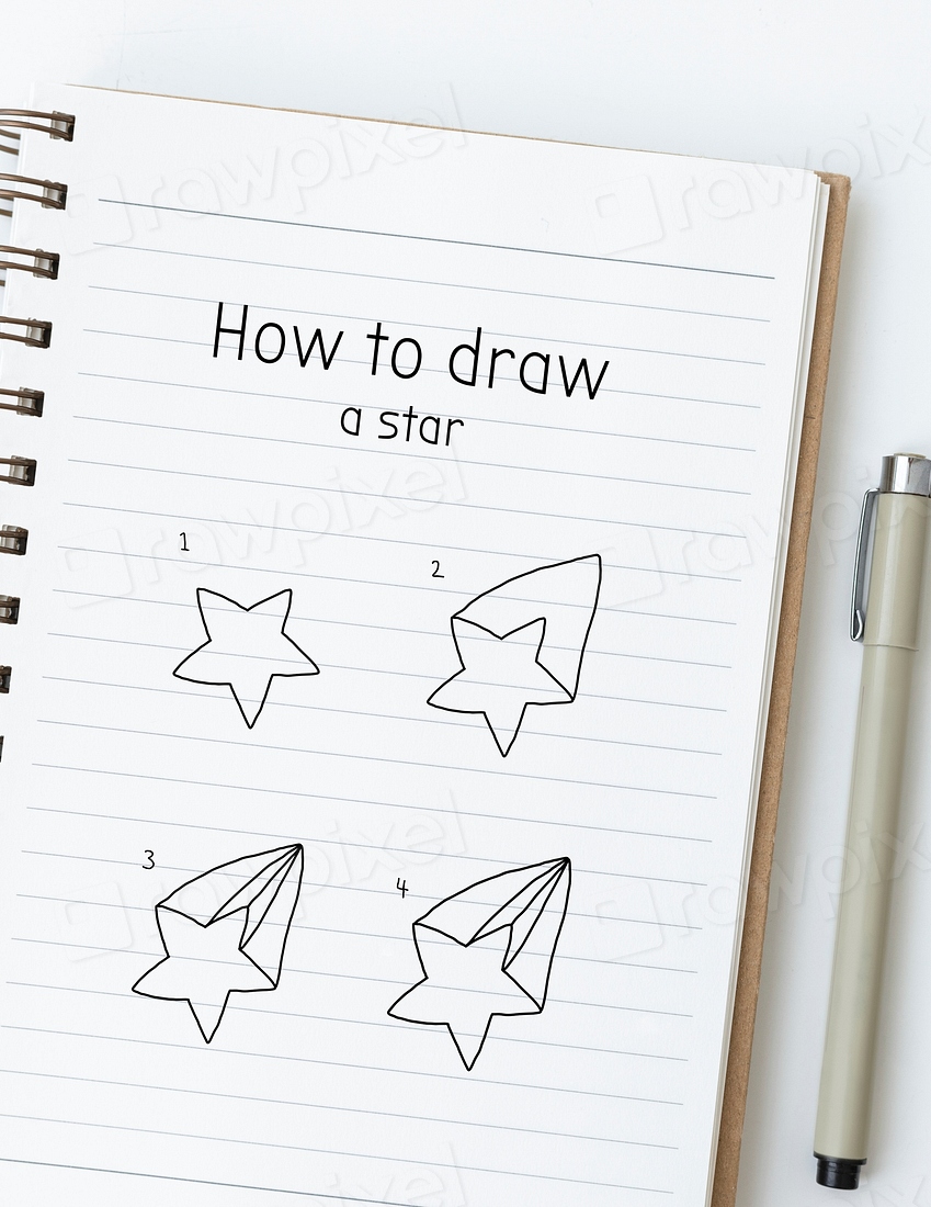 How draw star doodle tutorial | Premium PSD Mockup - rawpixel