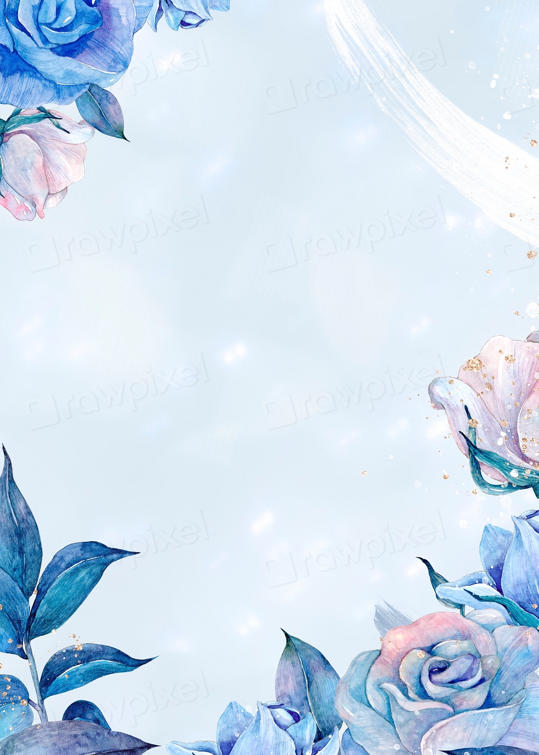 Hand drawn blue rose frame | Premium Photo - rawpixel