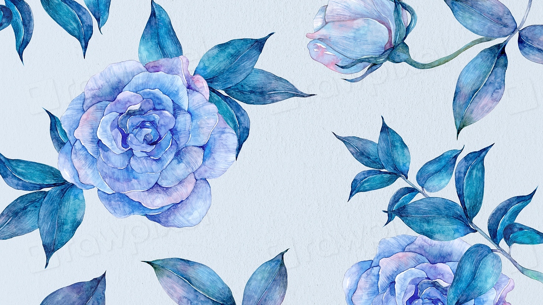 Watercolor rose patterned blue background | Free Photo - rawpixel