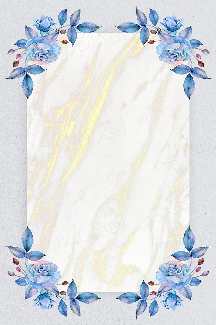 Blue floral and marble frame | Premium PSD - rawpixel