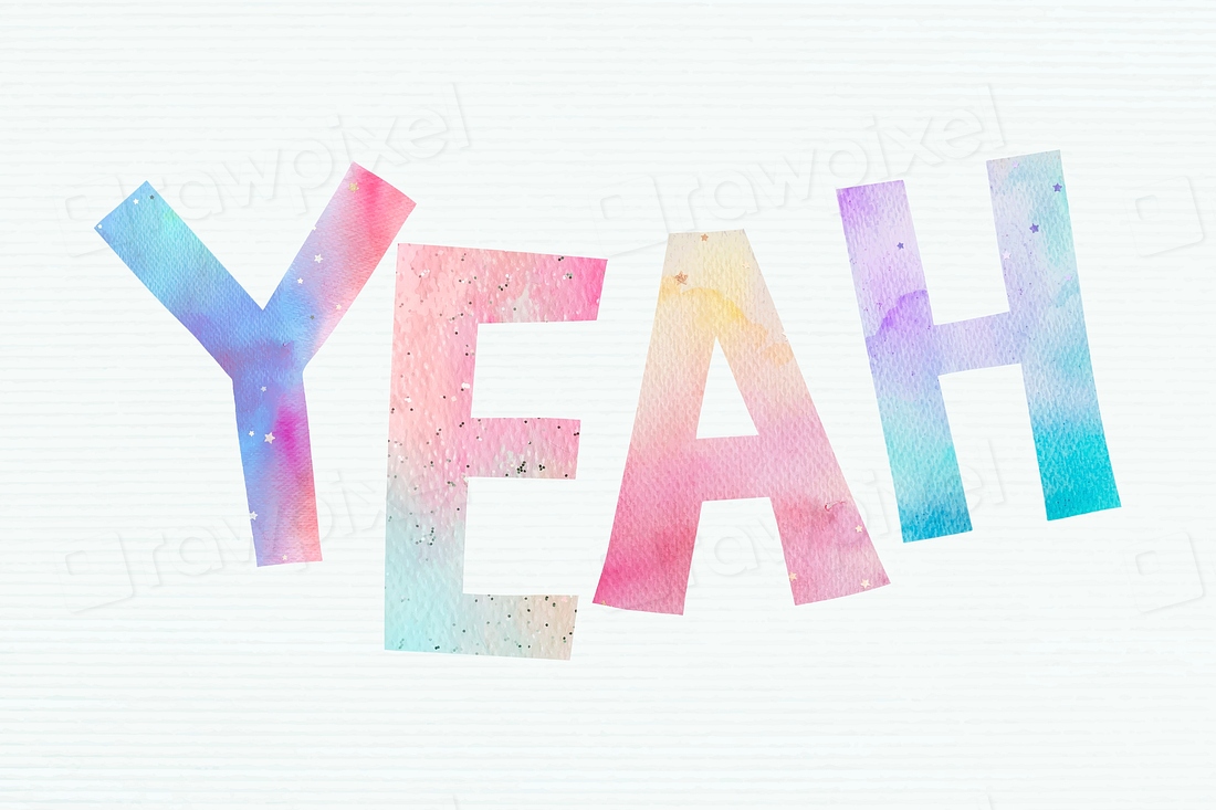 Psd pastel yeah word typography | Free PSD - rawpixel