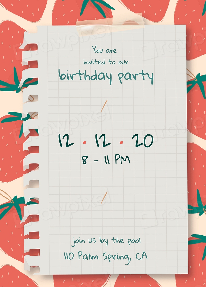 Vector birthday party invitation card | Premium Vector Template - rawpixel