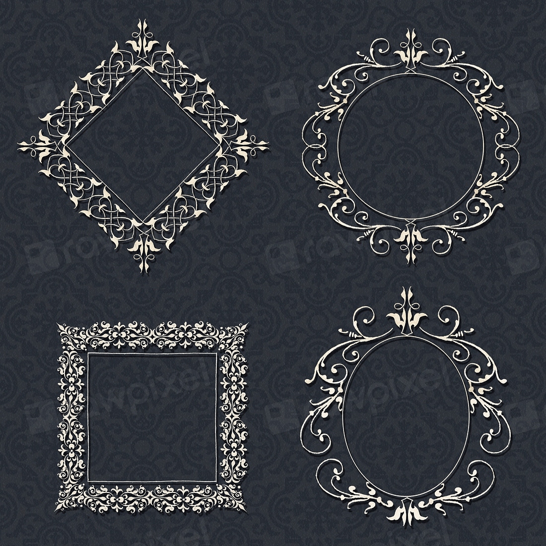 Filigree frame border psd set, | Premium PSD - rawpixel