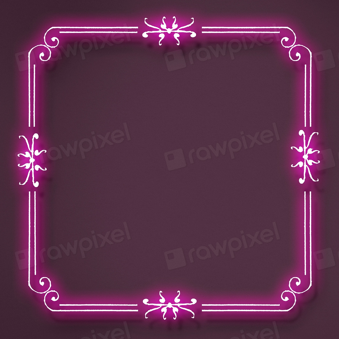 Neon pink filigree frame border | Premium PSD - rawpixel