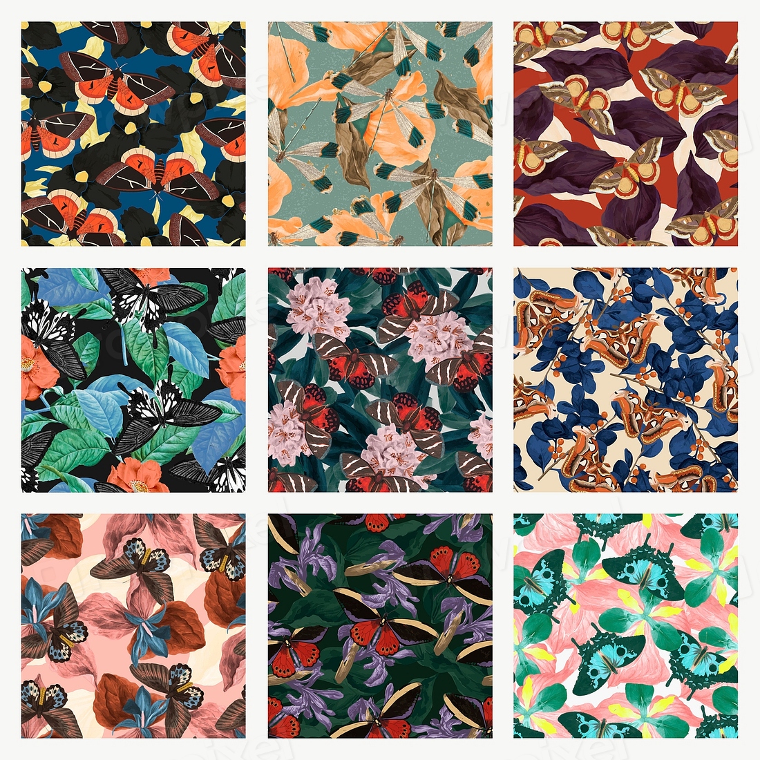 Seamless butterfly floral psd pattern | Premium PSD - rawpixel