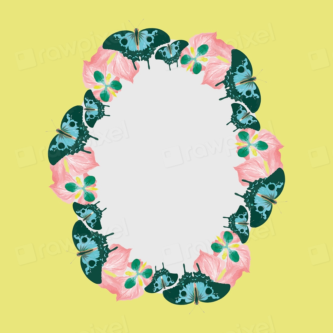 Vintage butterfly pattern vector frame | Premium Vector - rawpixel
