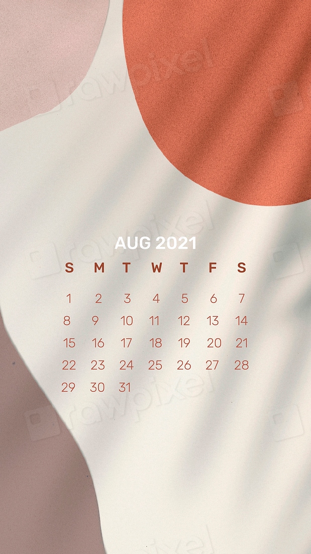 Calendar 2021 August template phone | Premium Vector - rawpixel