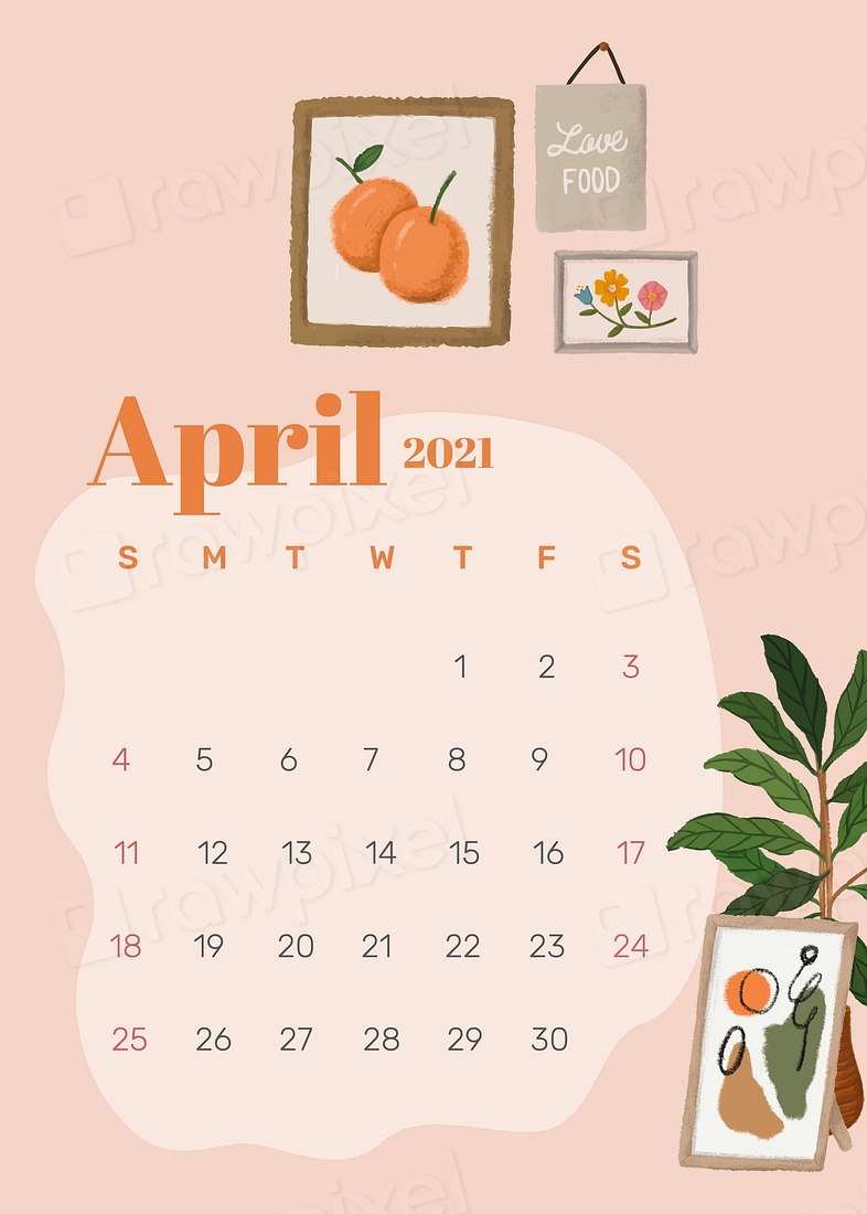 2021 calendar April printable template | Premium Vector - rawpixel