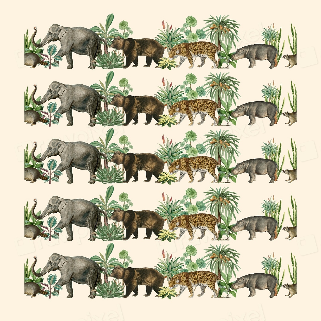 Wildlife editable pattern brush vector | Premium Vector - rawpixel