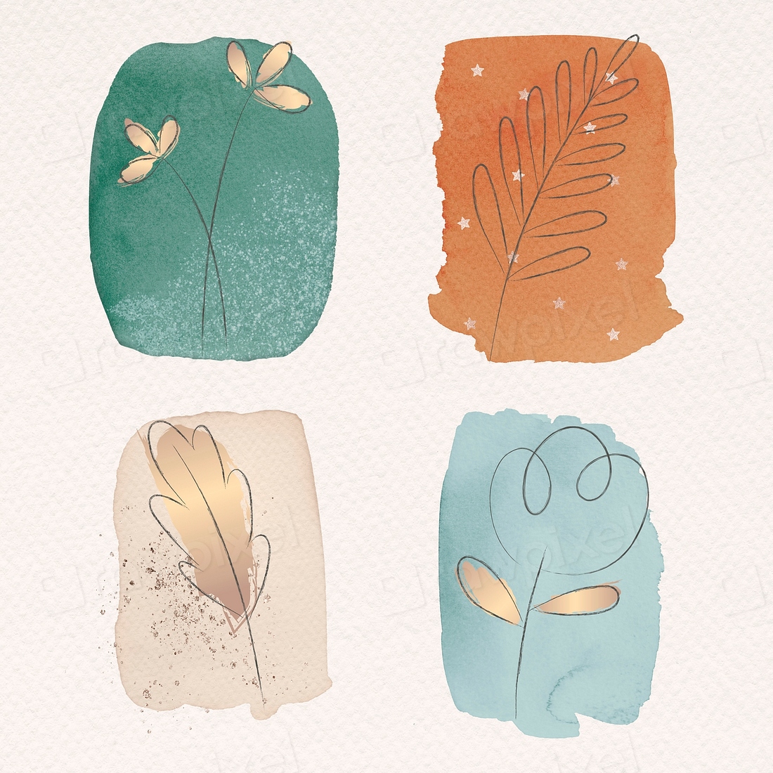 Doodle flower vector watercolor texture | Premium Vector - rawpixel