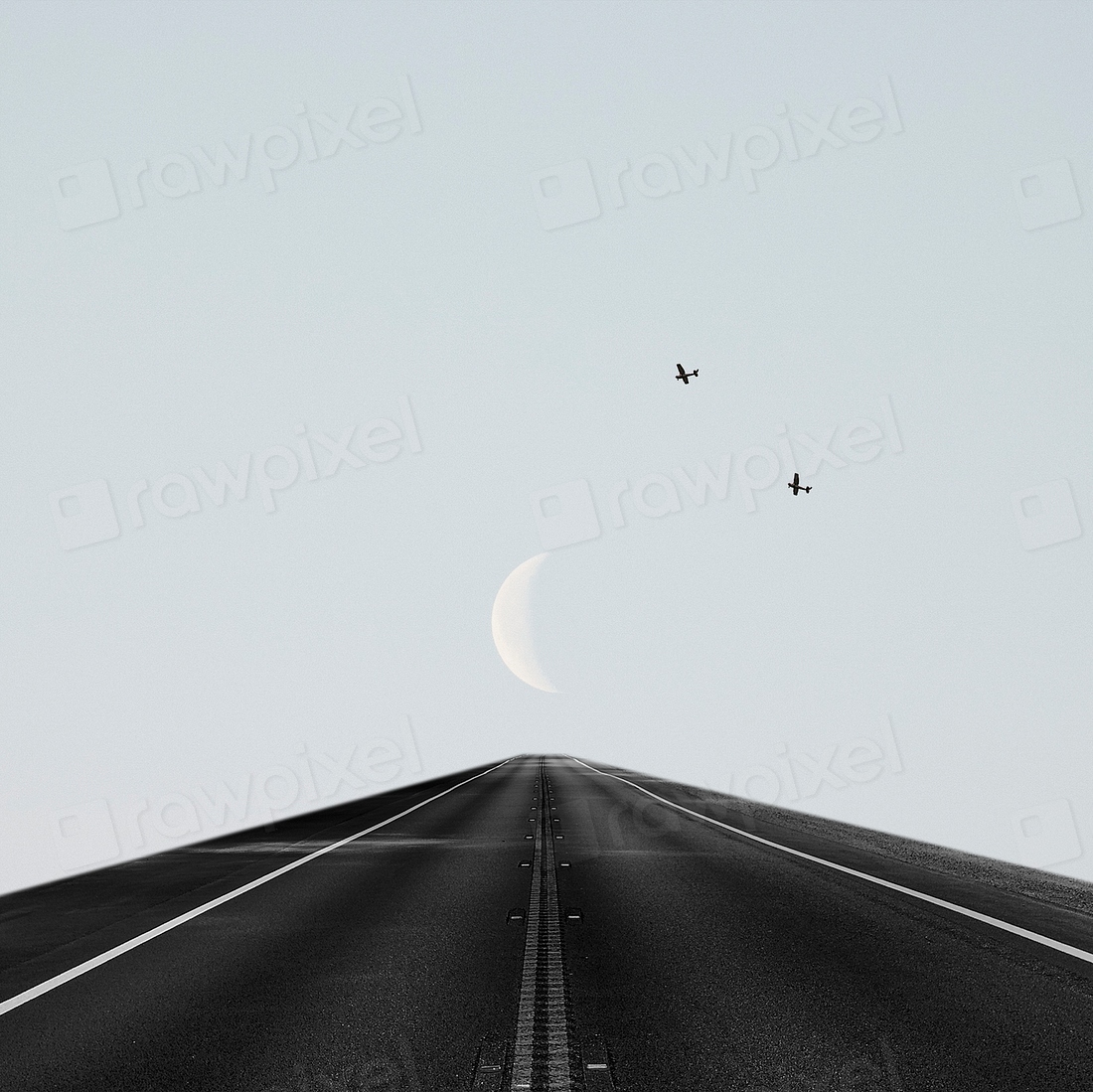 Abstract background psd road moon | Premium PSD - rawpixel