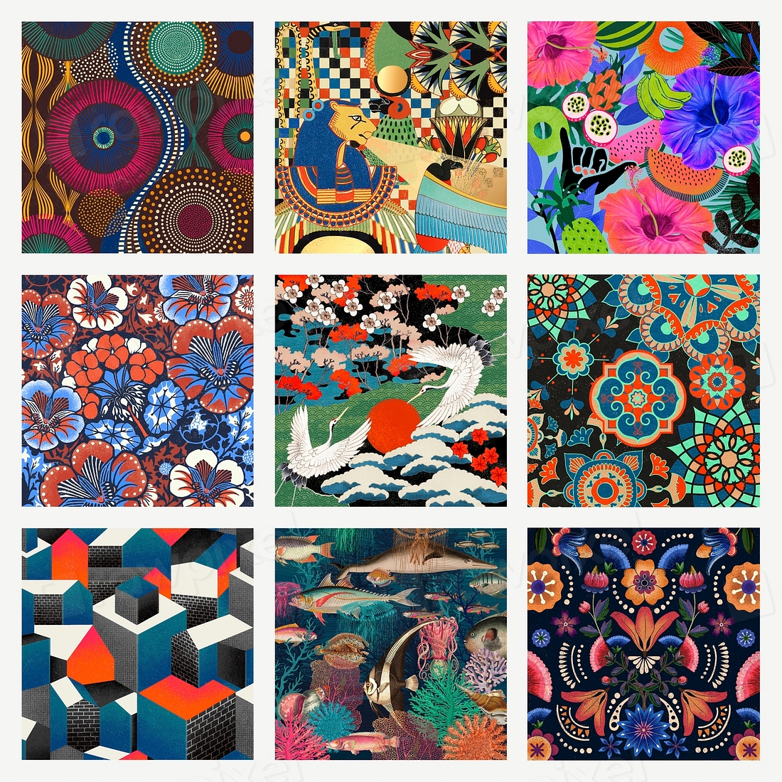 Vintage pattern background vector set, | Premium Vector - rawpixel