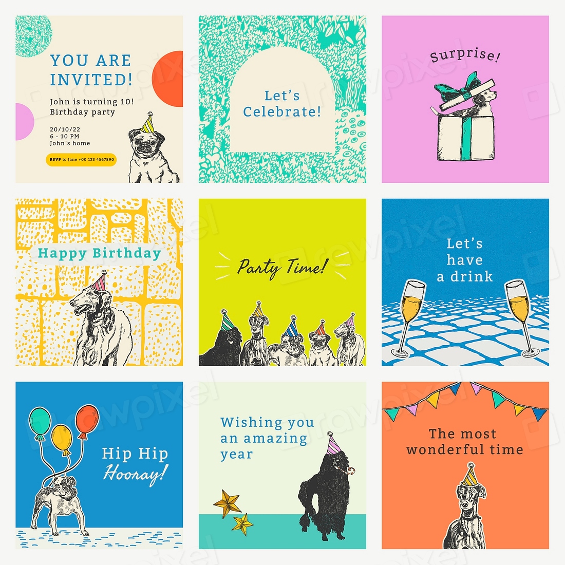 Editable party template vector social | Premium Vector - rawpixel