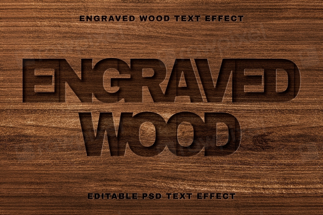 Engraved wood text effect psd | Premium PSD Add-on - rawpixel