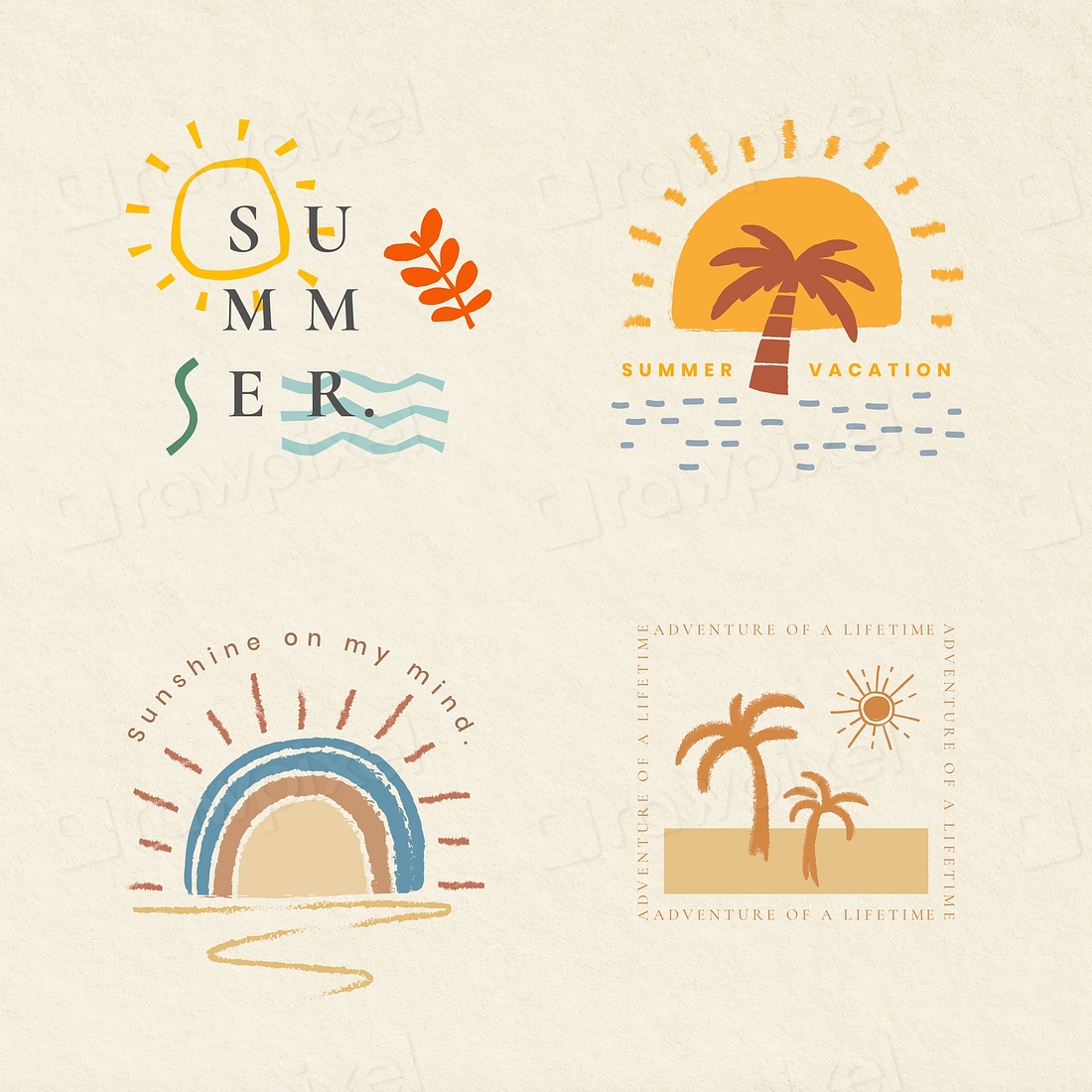 Summer vacation colorful badges vector | Premium Vector - rawpixel