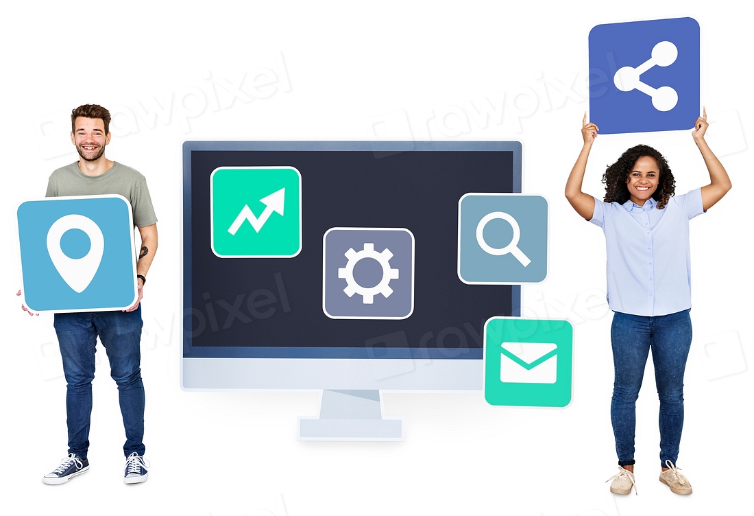 People with digital technology icons | Premium Photo - rawpixel