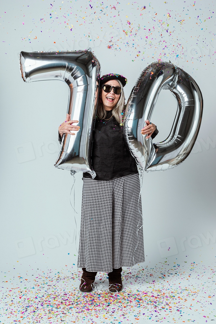 Cool grandma celebrating her 70th | Premium Photo - rawpixel