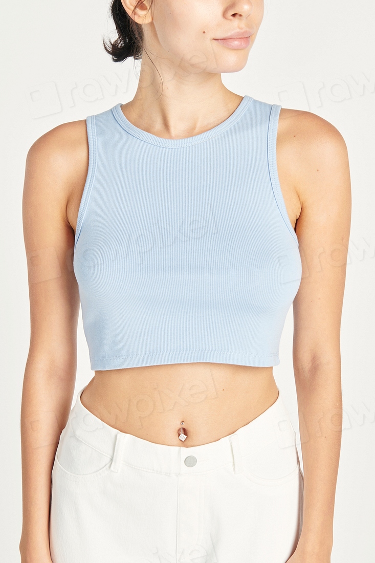Women's light blue cropped tank | Premium Photo - rawpixel