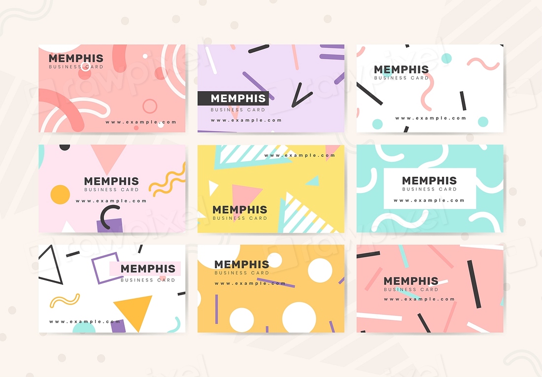 Memphis name card design vector | Premium Vector - rawpixel