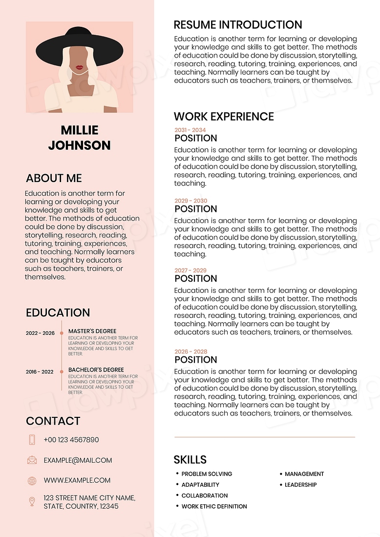 Feminine CV editable template vector | Premium Vector Template - rawpixel